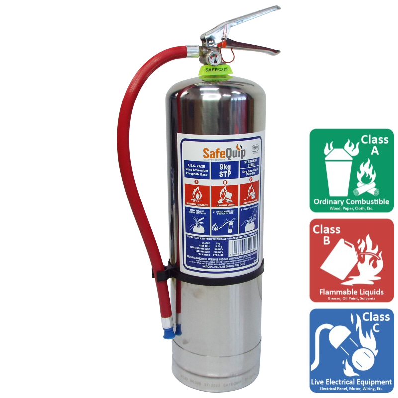 9kg DCP/STP fire extinguisher - stainless steel | Safety Signs & Equipment